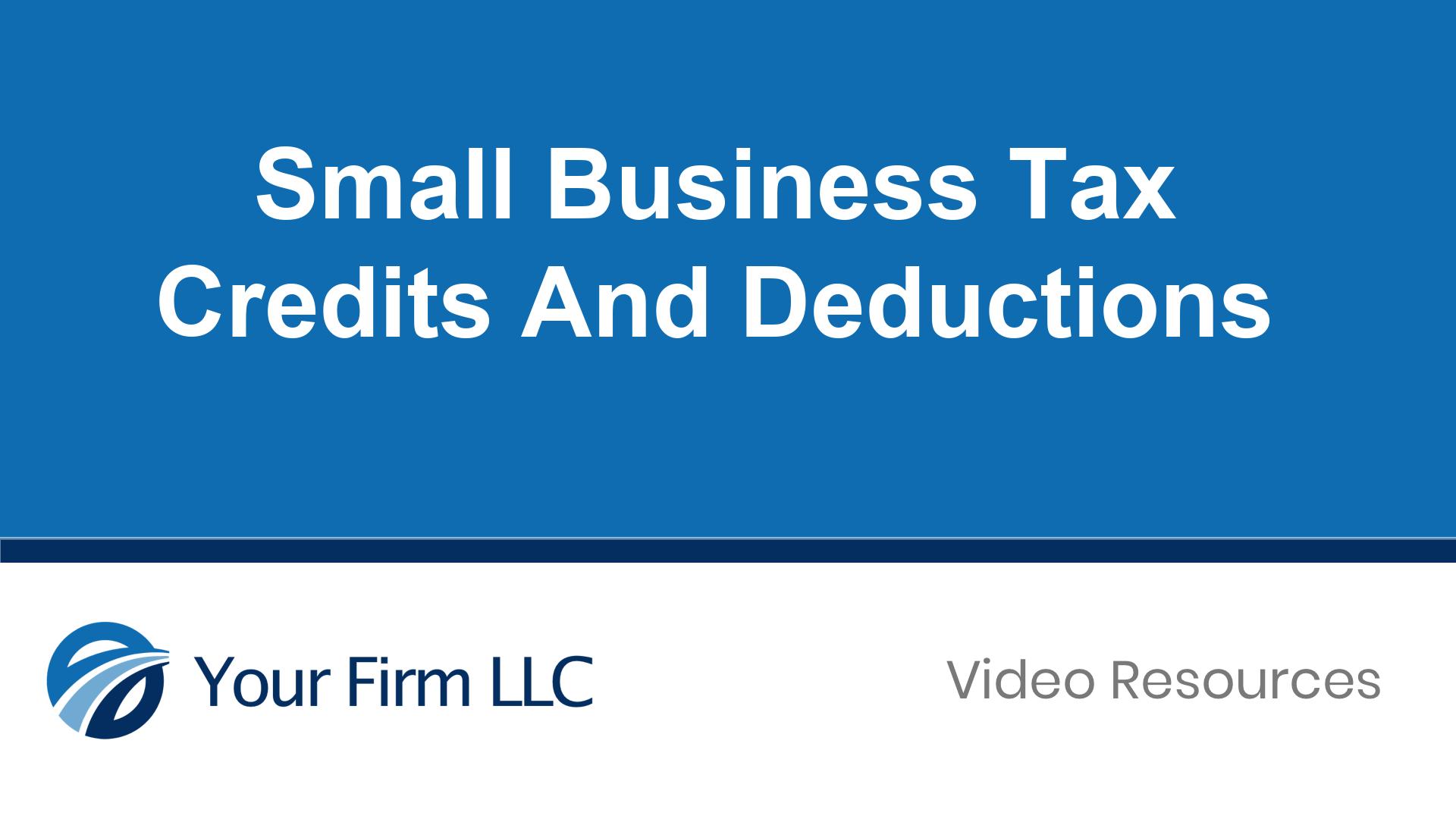 Small Business Tax Credits And Deductions | Marketing by Numbers